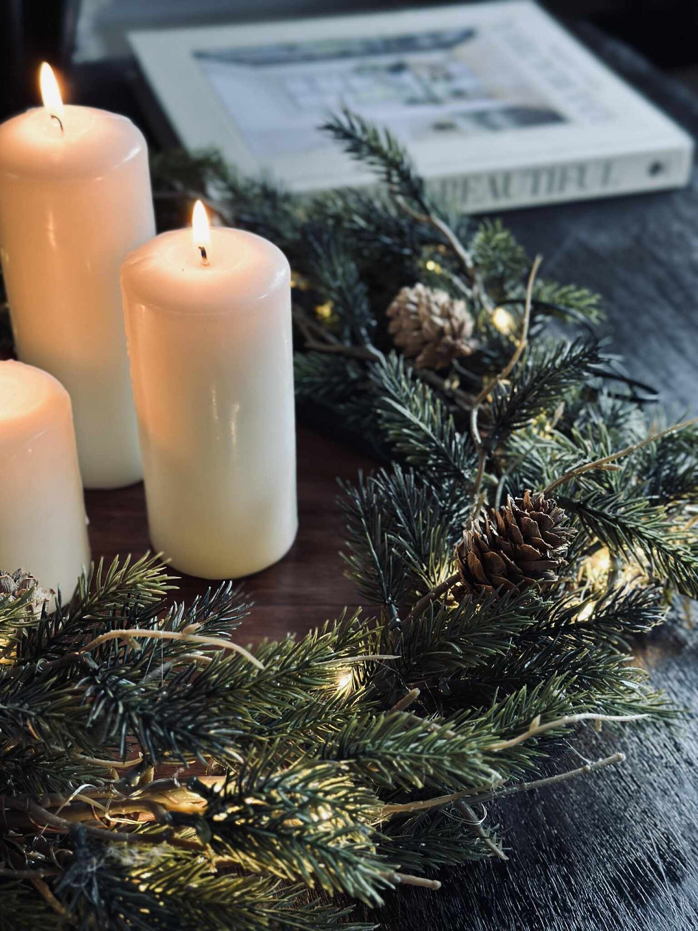 Julekrans med lys - Uten snø – Kunstig krans – VIAMAJA