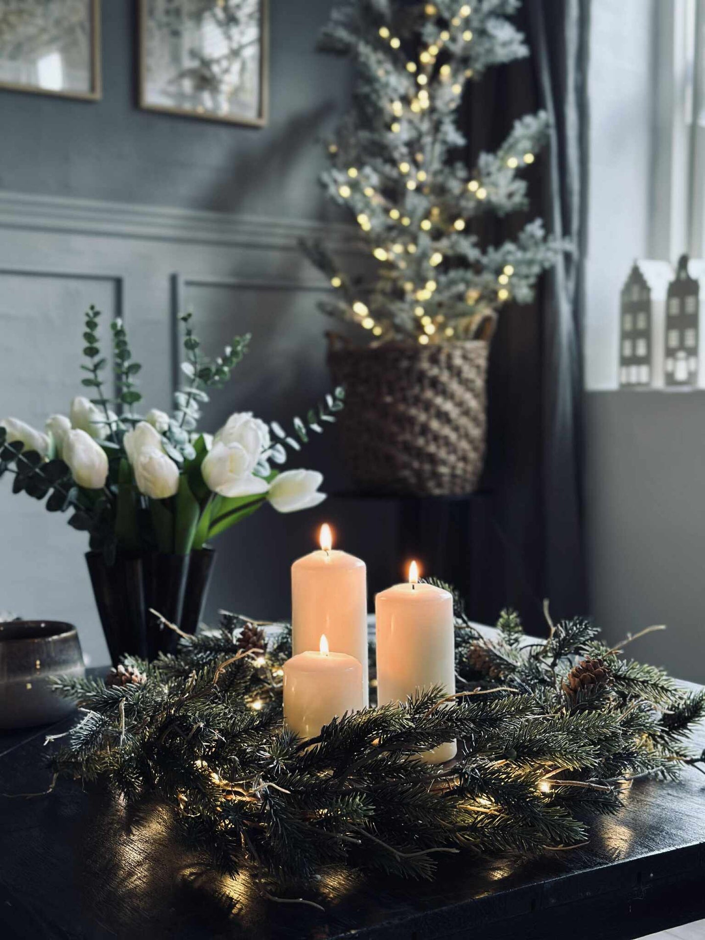 Julekrans med lys - Uten snø – Kunstig krans – VIAMAJA