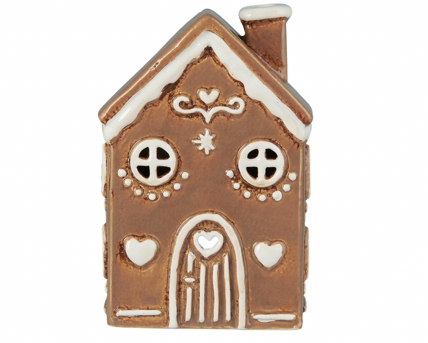 Keramikk lyshus - Pepperkake | Med snøkrystallmønster – VIAMAJA