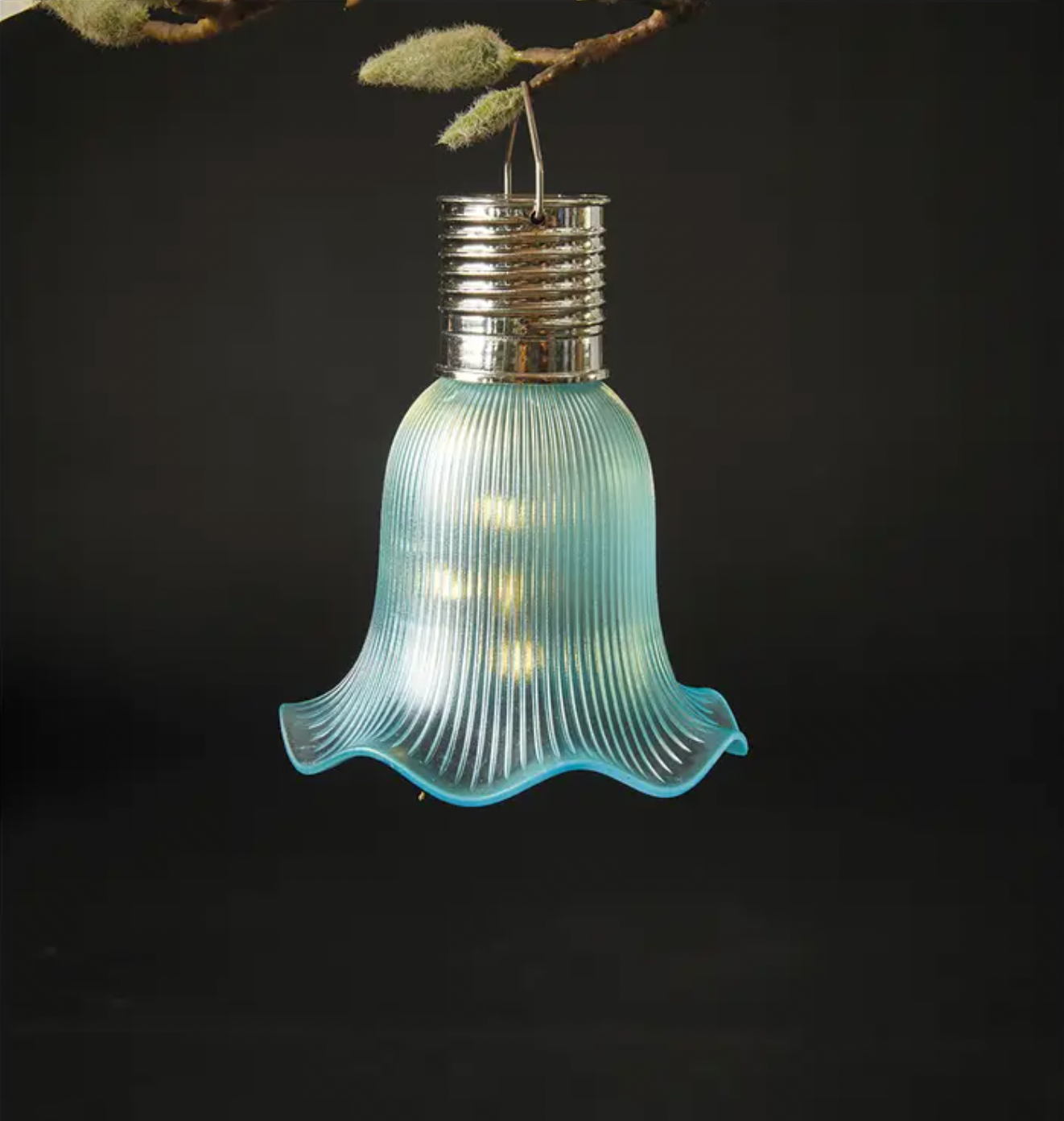 Pendel flower m. solceller - Aqua – dekorativ spiral – VIAMAJA